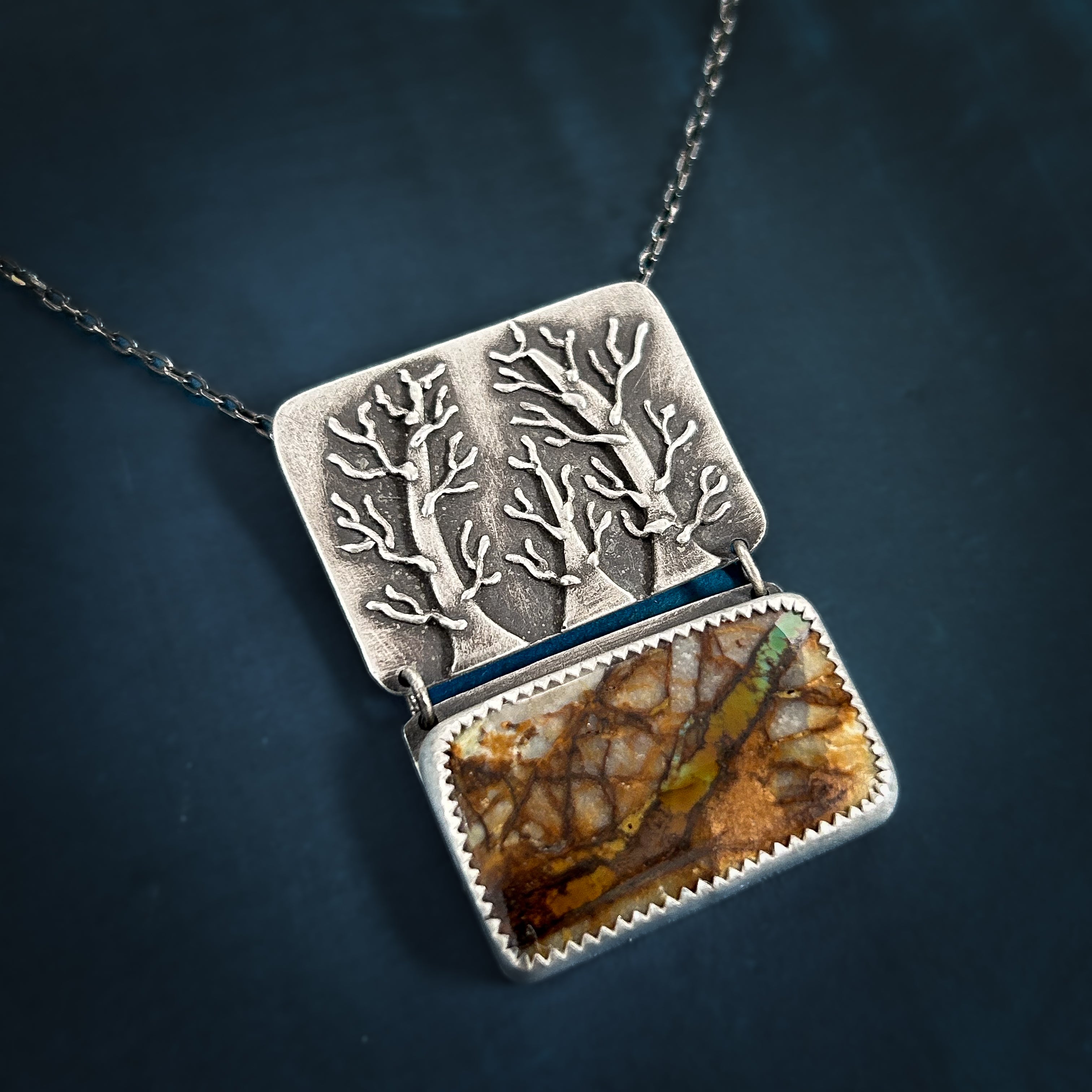 Mycelium Forest Royston Ribbon Turquoise Necklace – Allison Korn Designs