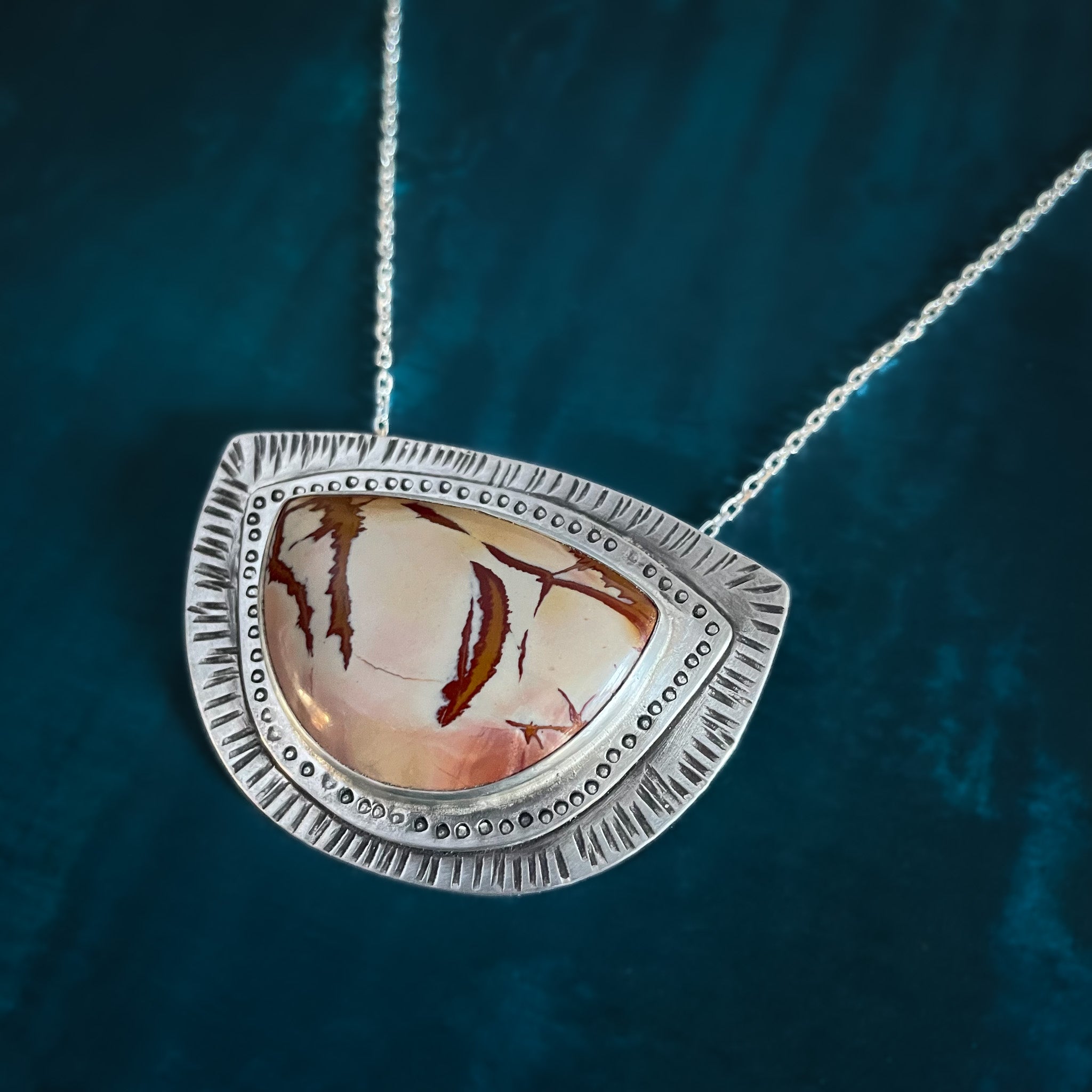 Red Falcon Jasper Silver Necklace – Allison Korn Designs